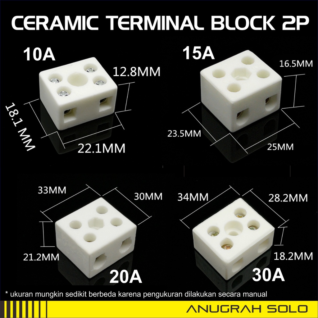 Jual Keramik Terminal Blok Terminal Kabel Tahan Panas 10A 20A 25A 30A ...