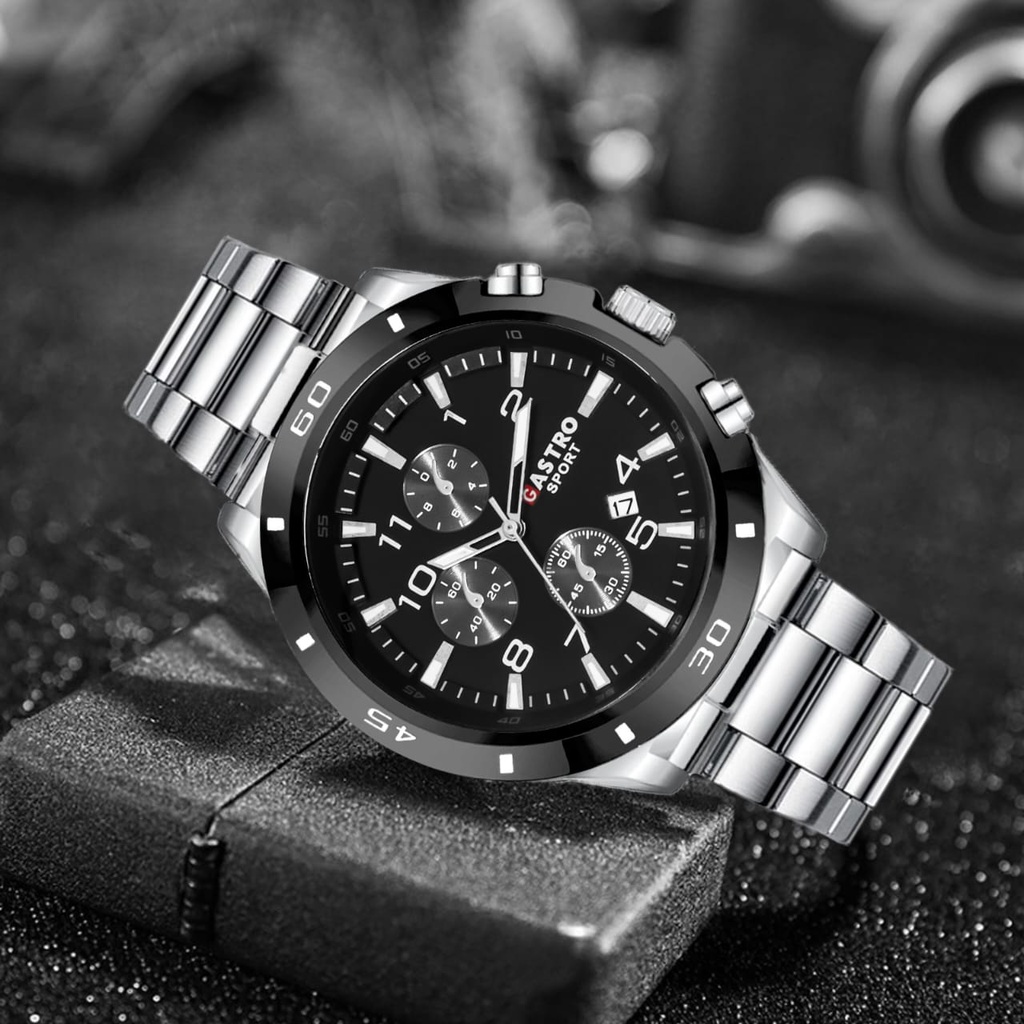 Jual Gastro 4453 Jam Tangan Pria Analog Chrono Tanggal Aktif Rantai Stainless Anti Air ( FREE ...