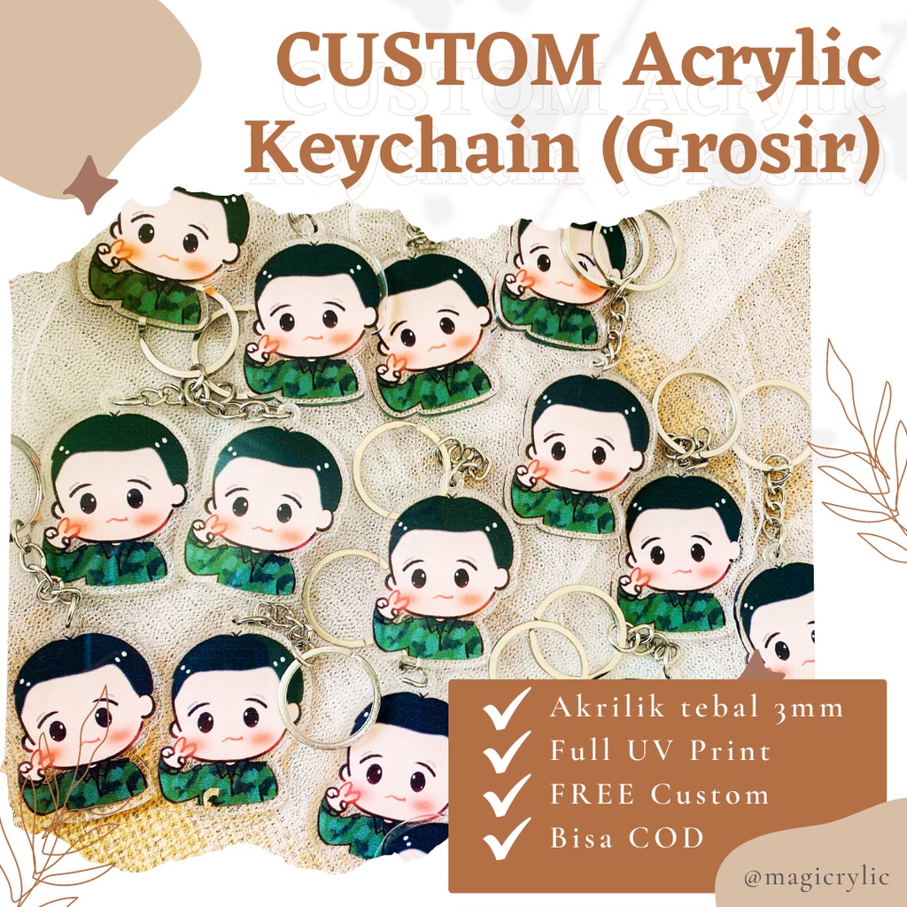 Jual Min 100pcs Custom Keychain Gantungan Kunci Acrylic Harga Grosir Shopee Indonesia 