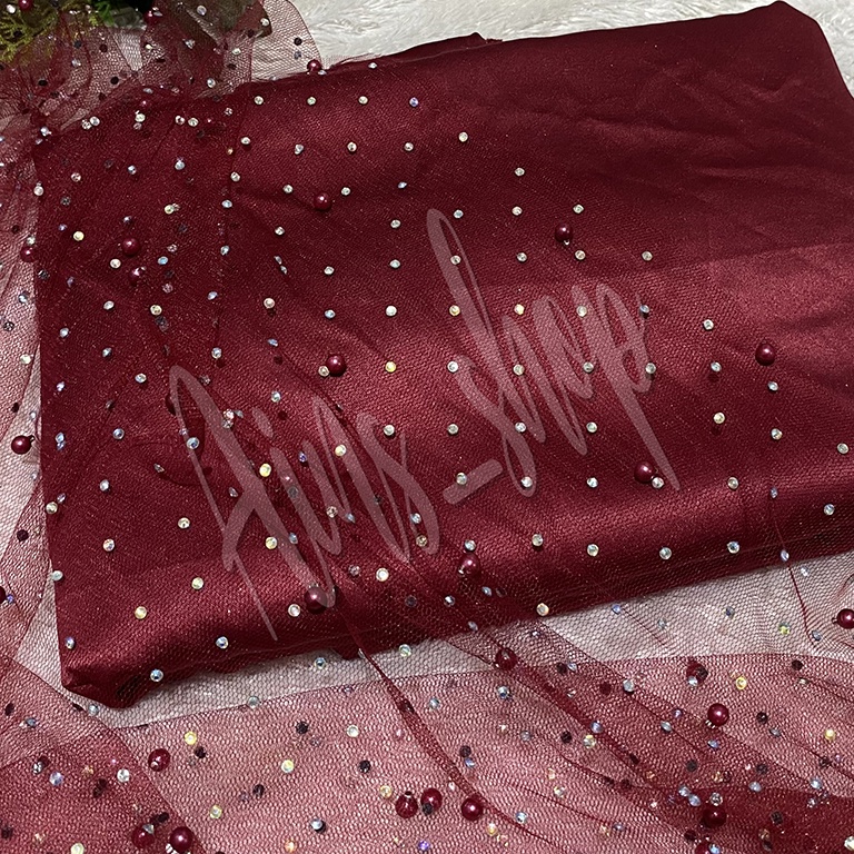 Jual Kain Tile Mutiara Swarovski Premium Meteran | Shopee Indonesia