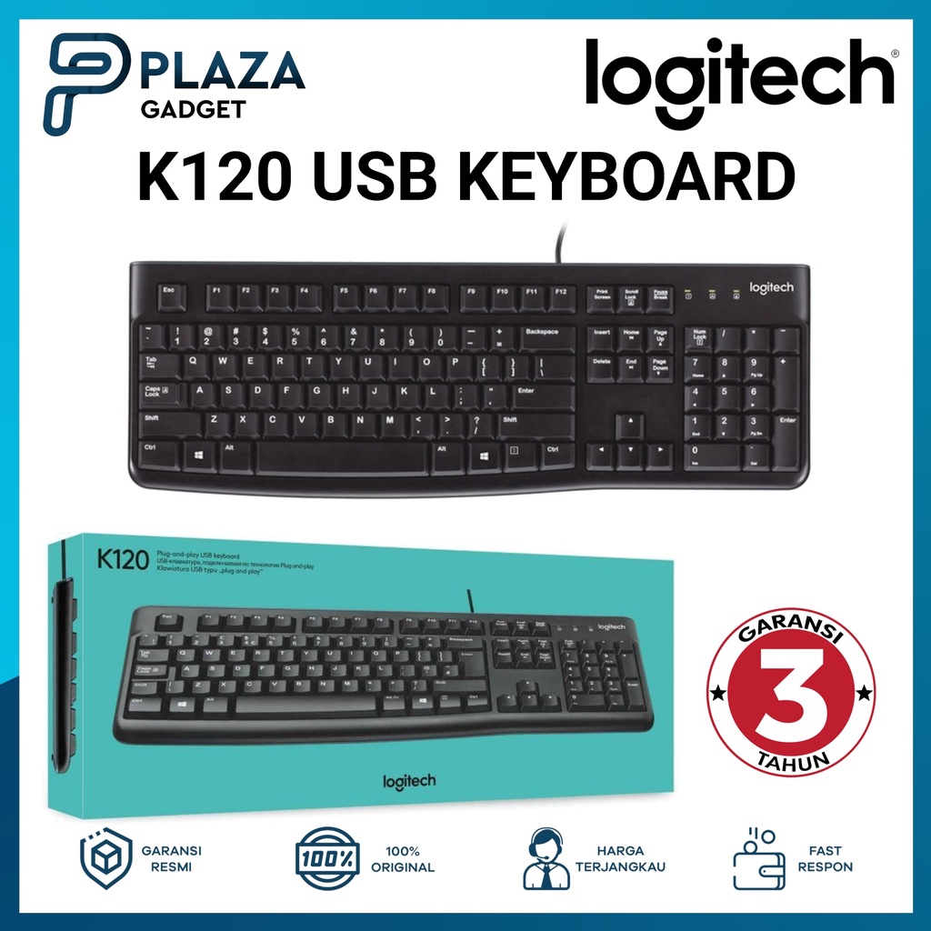 Jual Logitech Keyboard K120 K 120 USB Wired Garansi Resmi 3 Tahun | Shopee Indonesia