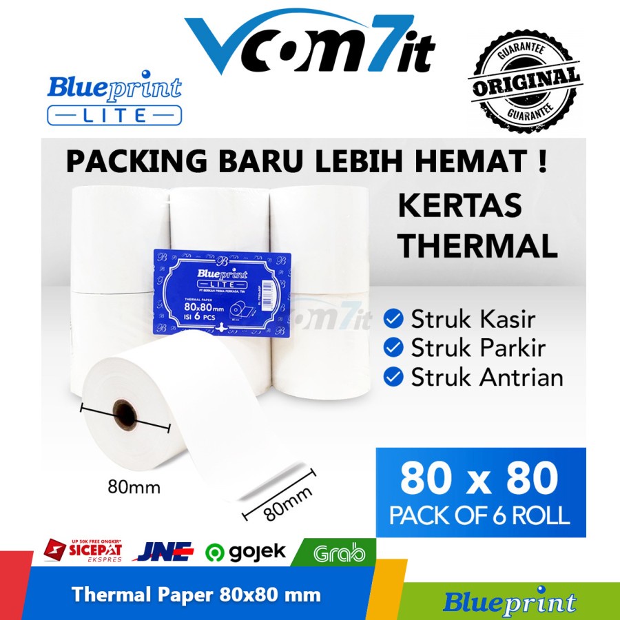 Jual (PAKET 6 Roll) Kertas Struk 80x80 Thermal Paper Roll 80 x 80 mm ...