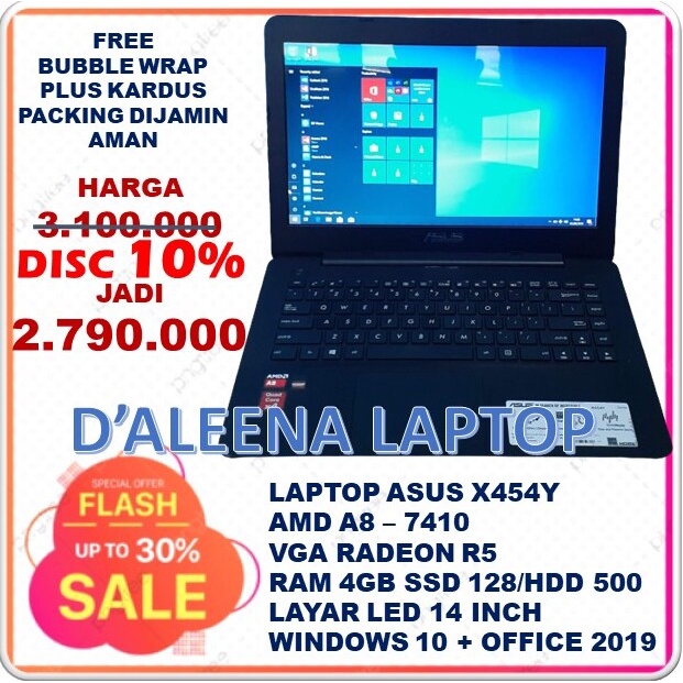 Jual LAPTOP ASUS X454Y AMD A8 QUADCORE LAPTOP PEKERJA LAPTOP MAHASISWA ...