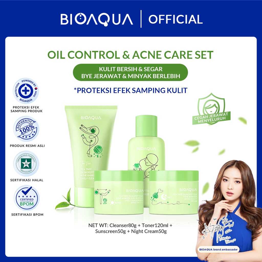 Jual BIOAQUA Skincare Anak Paket 4pcs Niacinamide Glowing & Brightening ...