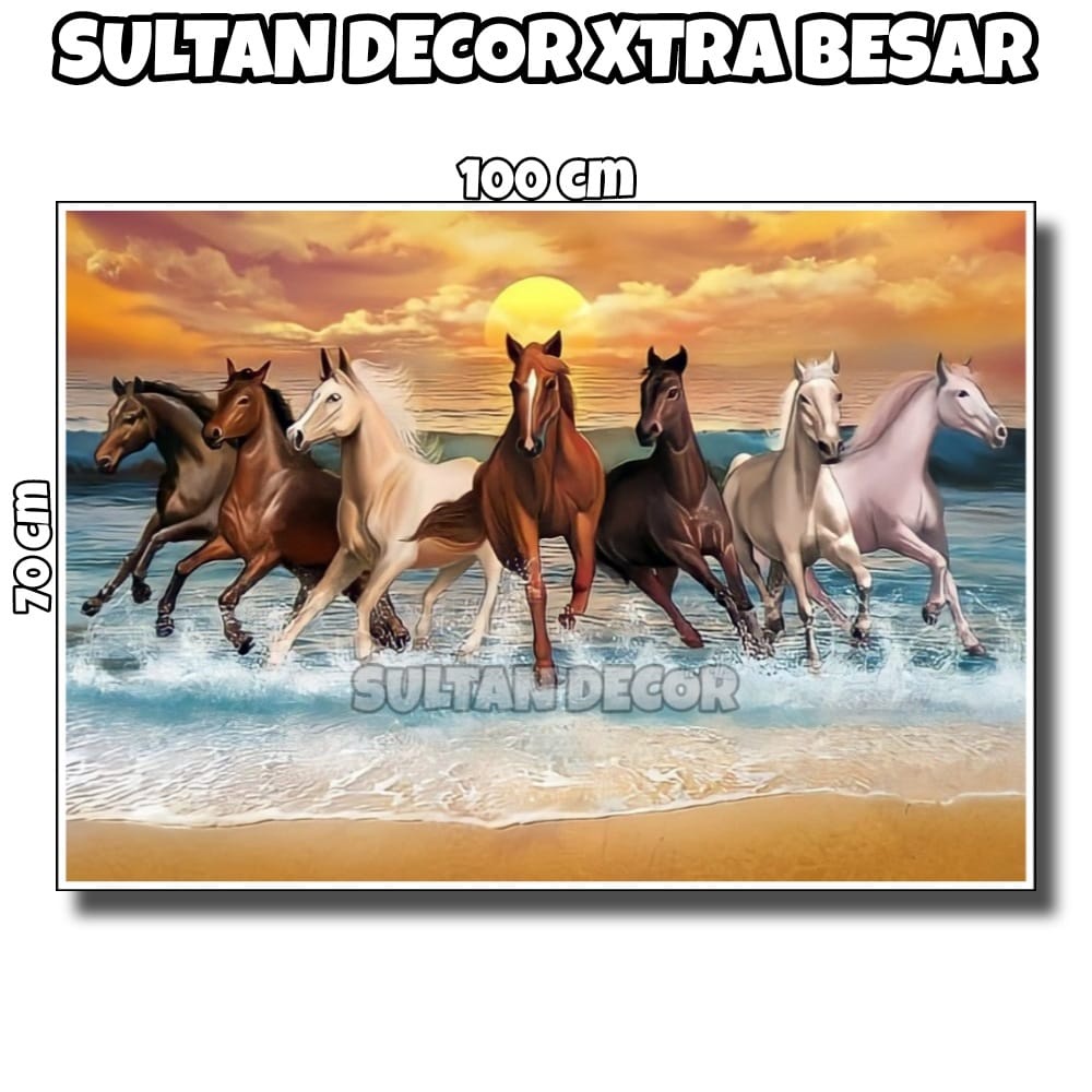 Jual LUKISAN POSTER CETAK KUDA 8 EKOR FENGSHUI XTRA BESAR UKURAN ...