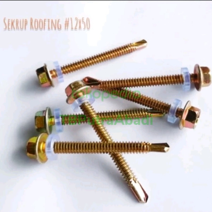 Jual Baut Roofing 5 cm Baut Baja Ringan Ruping 12x50 Self Drilling ...