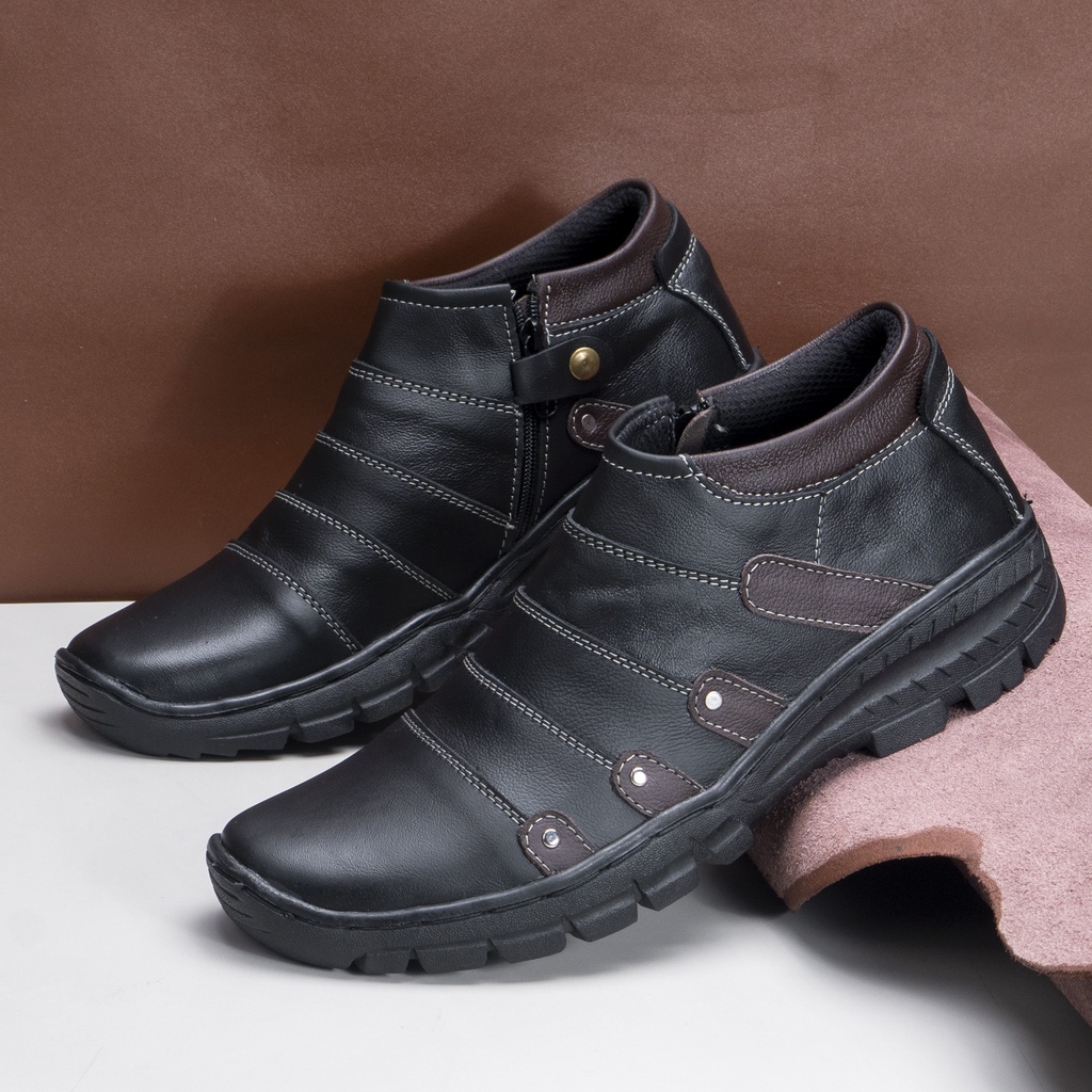 Jual Sepatu Boot Pria Boots Kulit Asli Model Resleting Original ...