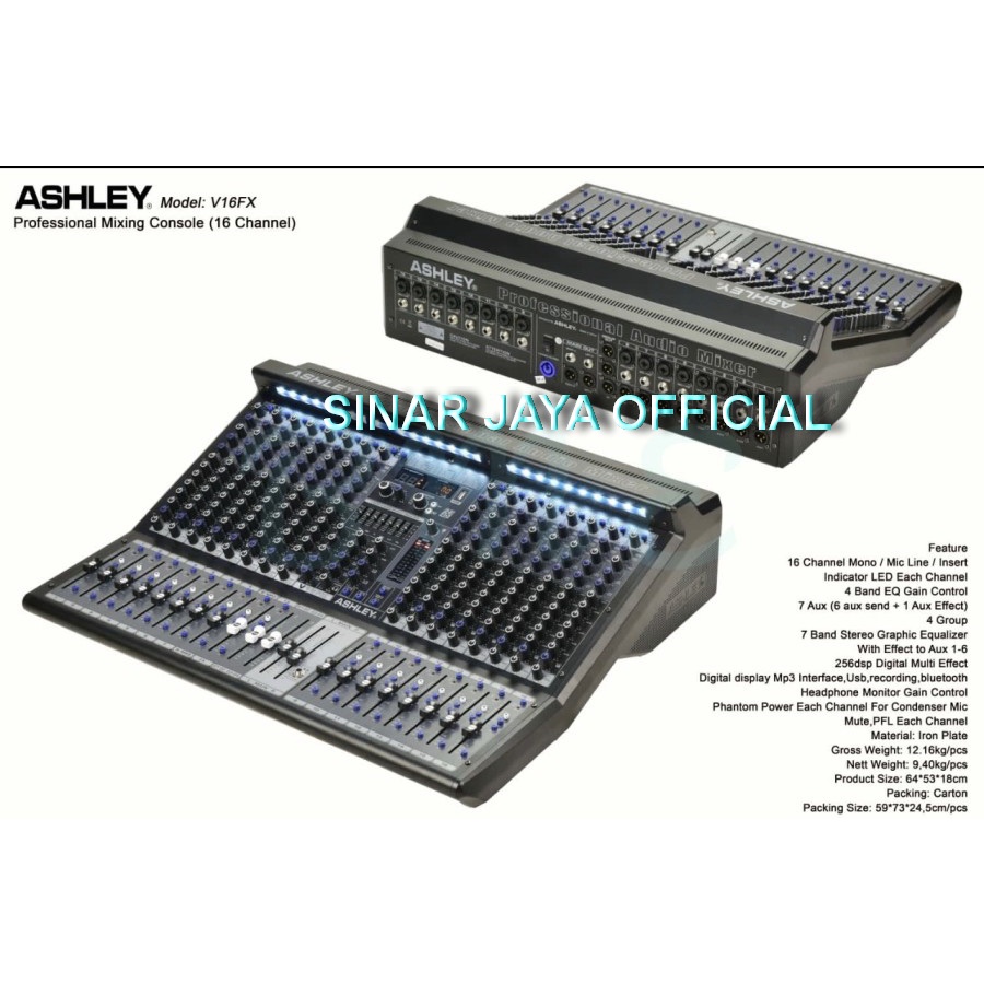Jual Mixer Ashley V16FX ( 16 Channel ) ( ORIGINAL ) | Shopee Indonesia