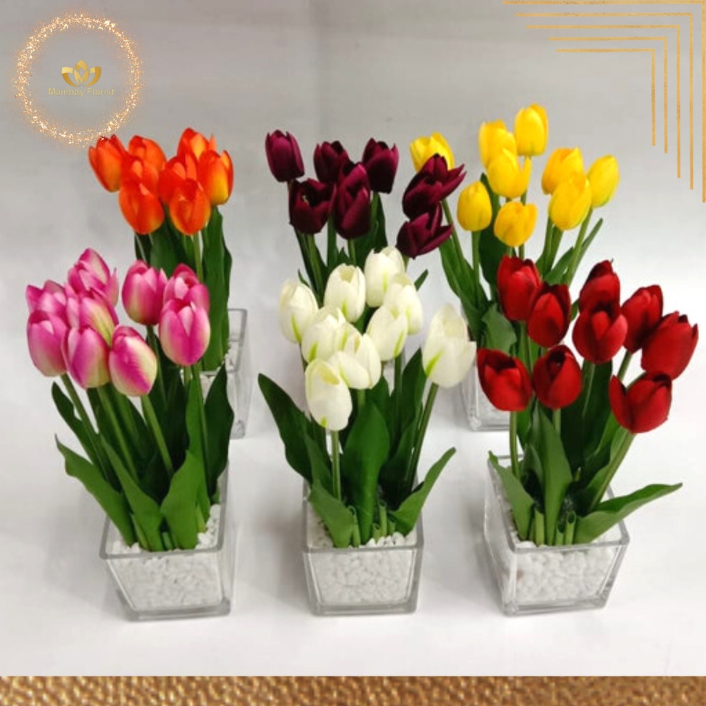 Jual RANGKAIAN TULIP KECIL/BUNGA TULIPS / HIASAN MEJA/ARTIFICIAL VAS ...