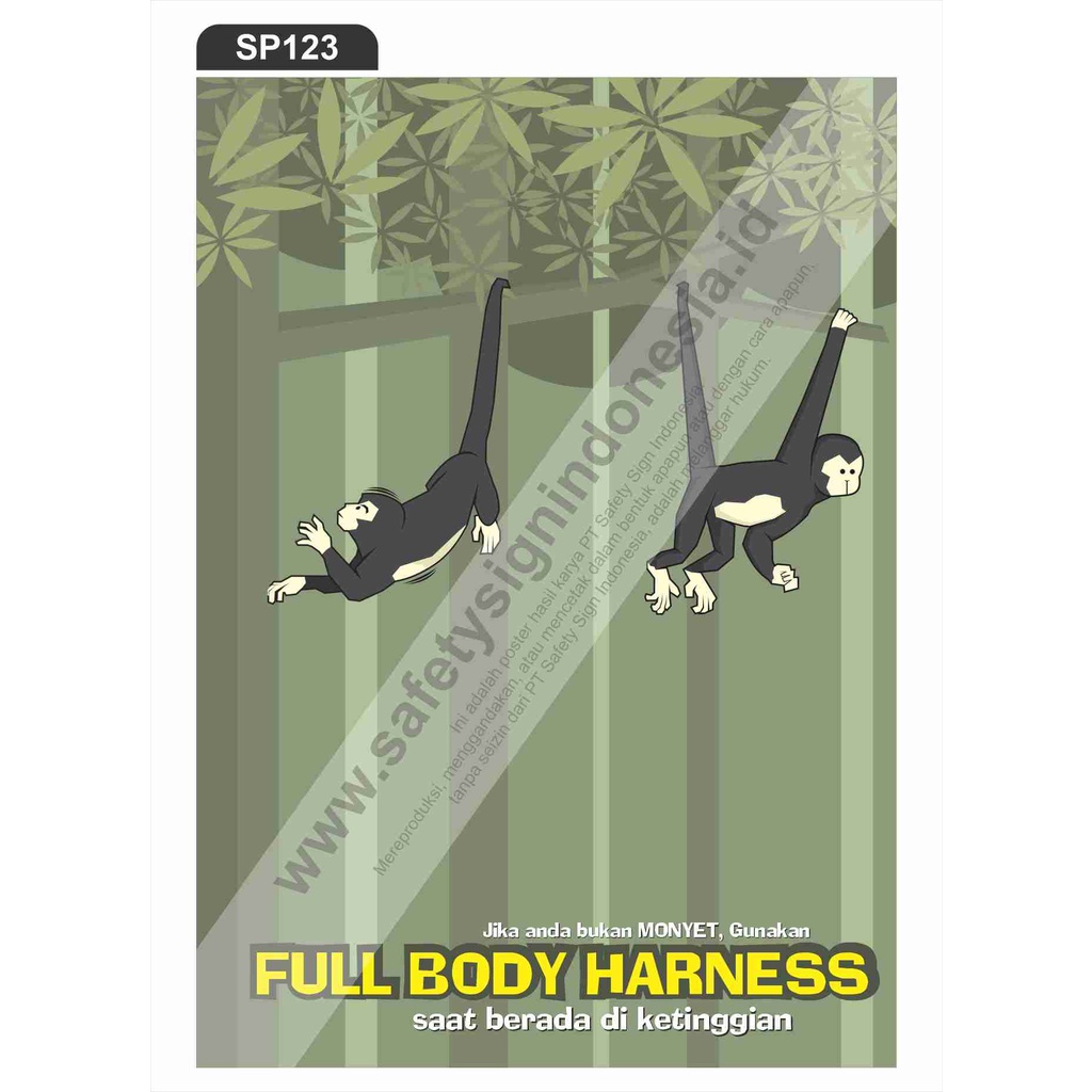 Jual SP123 Poster K3 Safety A2 Pigura - Anda bukan Monyet, Gunakan ...