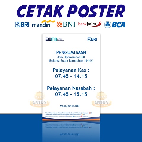 Jual Poster Bank BRI Bank BNI Bank Mandiri Bank BCA bank muamalat bank ...