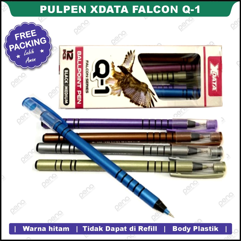Jual Pulpen/Bolpen/Ballpoint/Ballpen X-Data/Xdata/X data Falcon Q-1/Q1 HITAM MEDIUM (ISI 12 ...