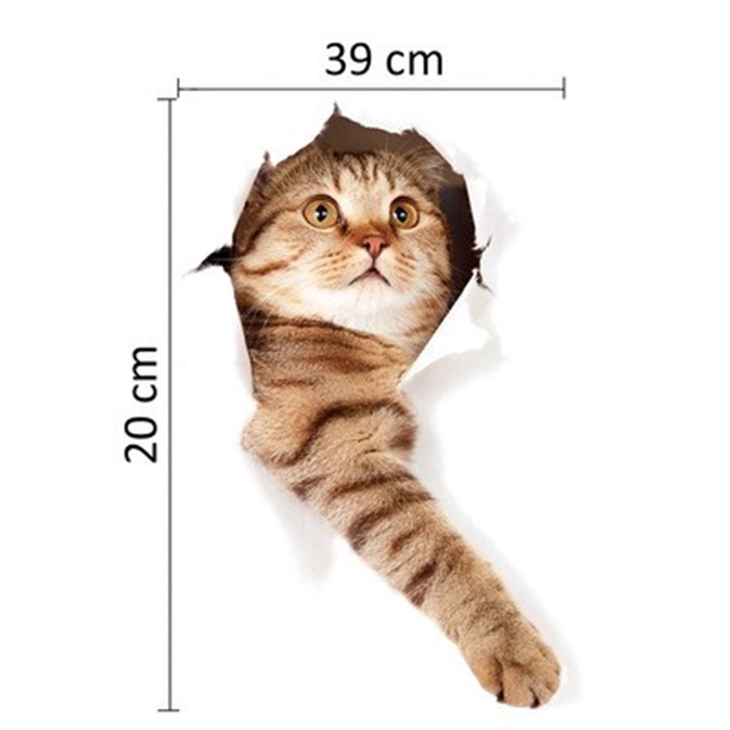 Jual Stiker kucing lucu 3D seperti nyata stickers hewan Animal Cat wall ...