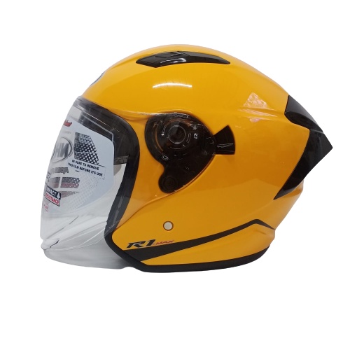 Jual Helm NHK R1 Max Solid Yellow Glossy Kuning Kilat Double Visor Half ...