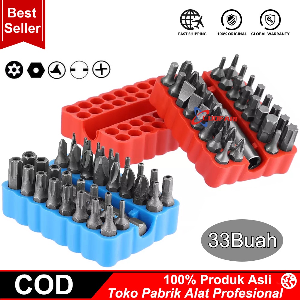Jual 33Pcs Bit Set Hex Screw Driver Bit dengan Dudukan Magnet Obeng Bit Set SET MATA OBENG HEX ...