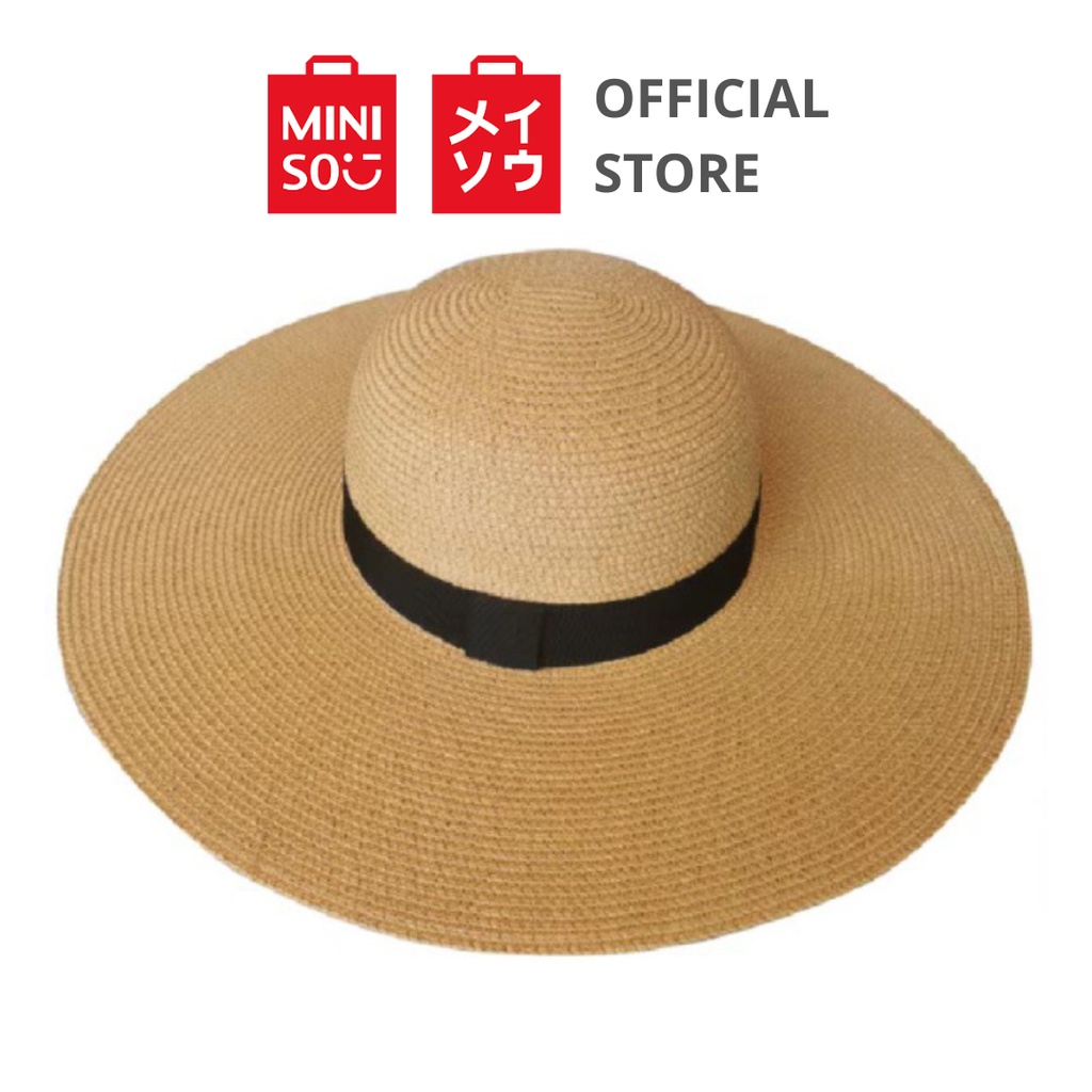 Jual MINISO Wide Brim Straw Hat Topi Pantai Topi Bundar | Shopee Indonesia
