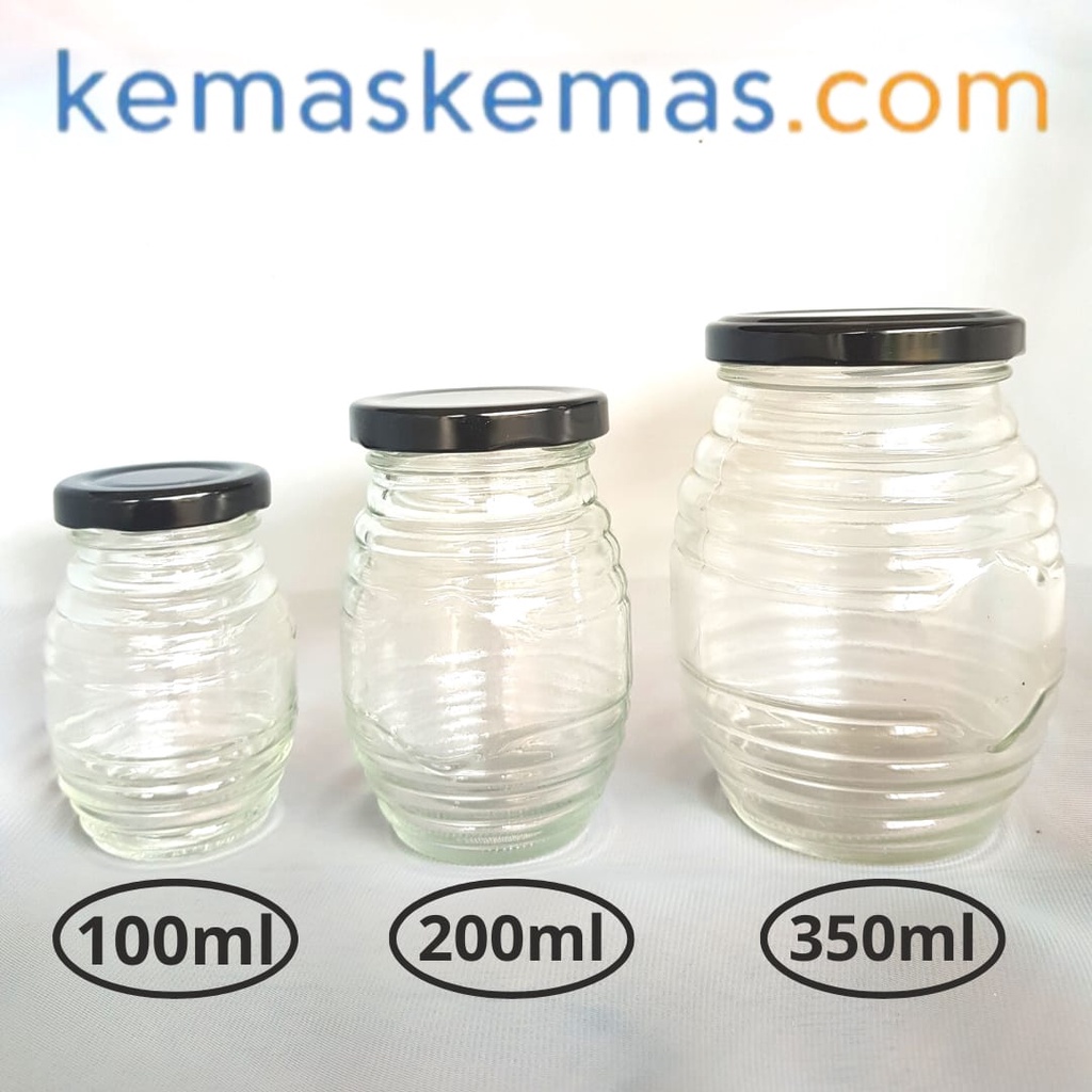 Jual 200ml Botol Jar Kaca Madu Unik Jar Honeycomb Premium Tutup Metal ...