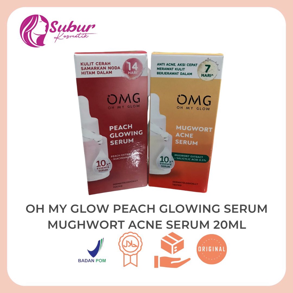 Jual OMG Oh My Glow Peach Glowing Serum // Mugwort Acne Serum (20ml) | Shopee Indonesia