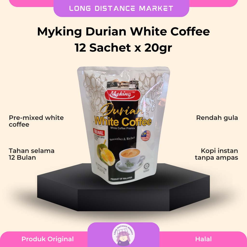 Jual Kopi 3 in 1 Premiks Durian White Coffee Myking Malaysia | Shopee Indonesia