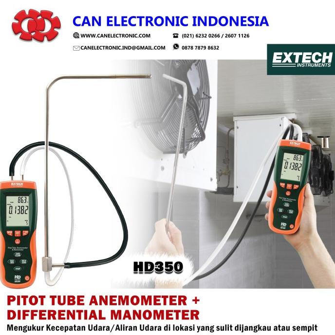 Jual Pitot Tube Anemometer + Differential Manometer Extech Hd350 ...