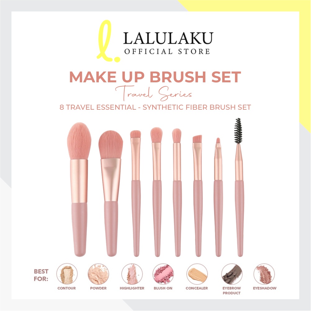 Jual Kuas Make Up Set isi 8 pcs / Make Up Brush Mini Travel 8 in 1 ...