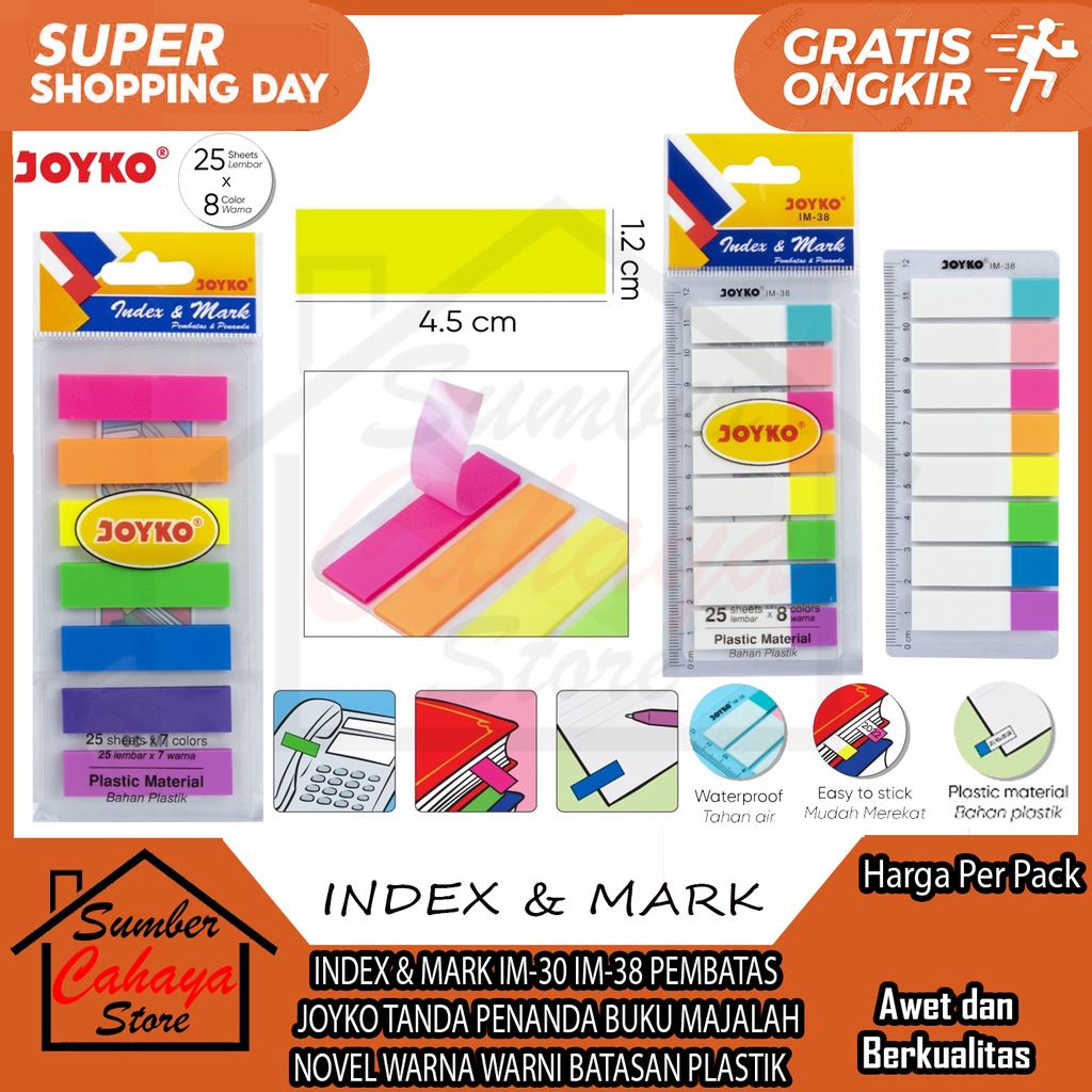 Jual INDEX & MARK IM-30 IM-38 PEMBATAS JOYKO TANDA PENANDA BUKU MAJALAH NOVEL WARNAWARNI BATASAN ...