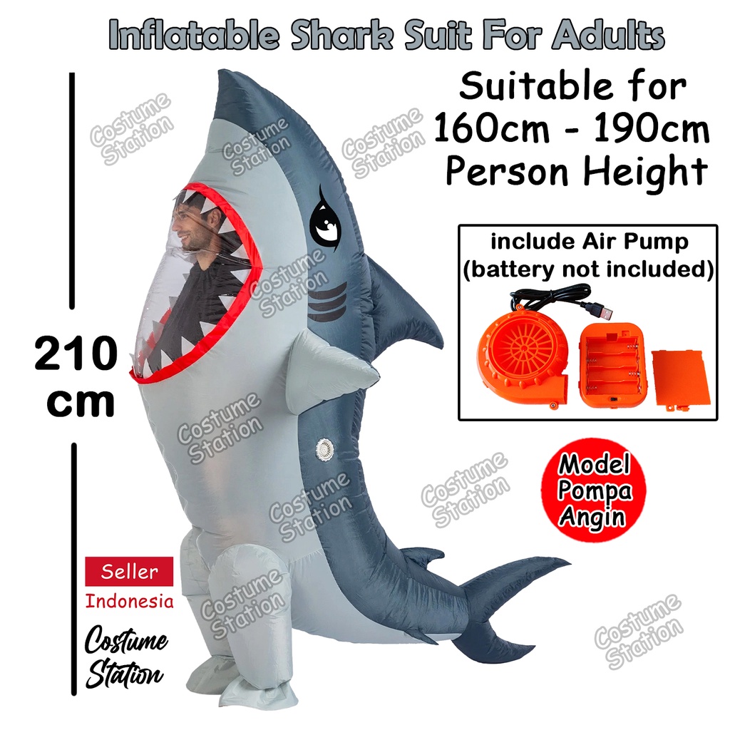 Jual Kostum Shark Open Mouth / Costume Ikan Hiu Hewan Binatang Laut ...
