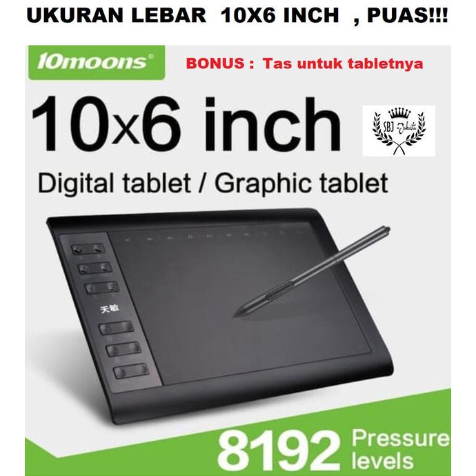 Jual 10moons G10 Graphic Drawing Tablet 10 x 6 Inch Original Vs Huion ...