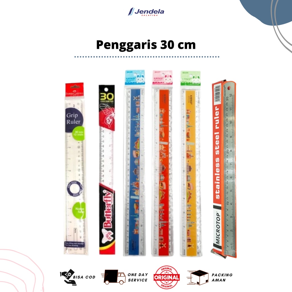 Jual Penggaris 30cm / Penggaris Besi 30cm / Penggaris Butterfly, Faber ...