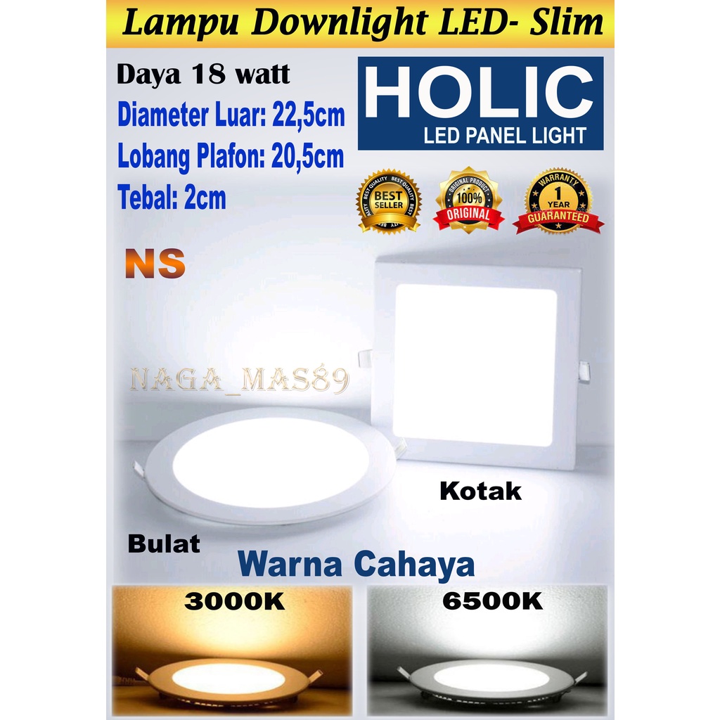 Jual Lampu Downlight LED 18 watt - Bulat & Kotak ( HLC-MBD NS-006/013 ...