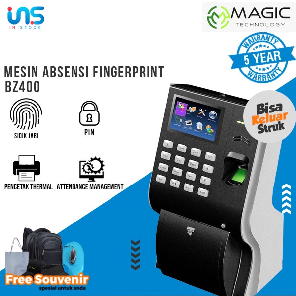 Jual Mesin Absensi Fingerprint Dan Pencetak Thermal MAGIC BZ400 ...