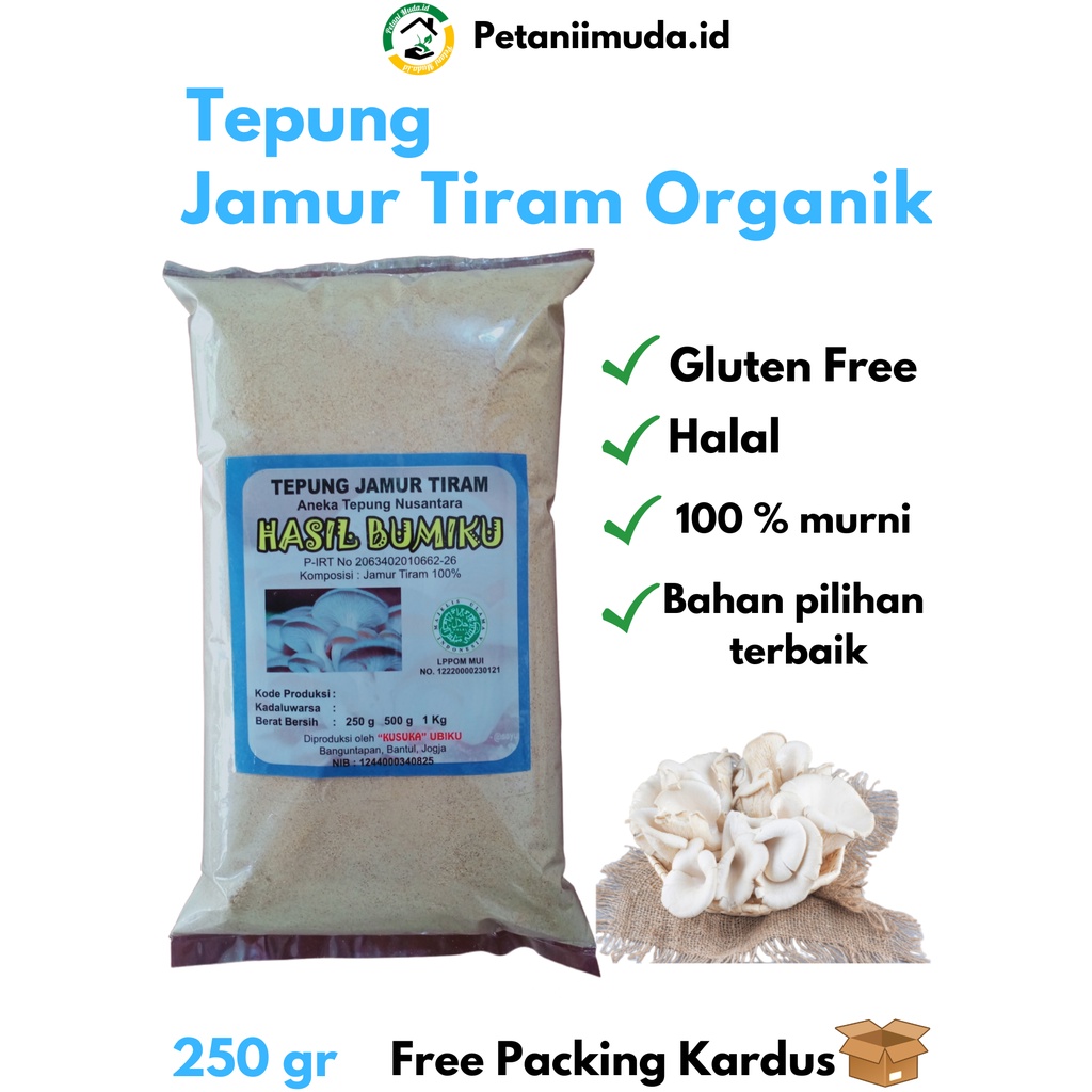 Jual Tepung Jamur Tiram kemasan 250 gram/bubuk Jamur Tiram kemasan 250 ...