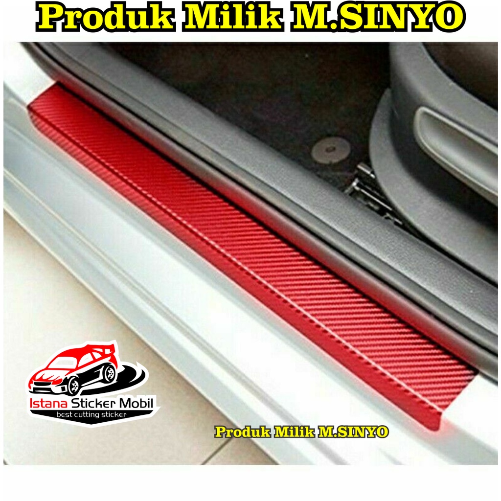 Jual stiker sticker karbon 3d MERAH POLOS pengaman Pijakan pintu mobil ...