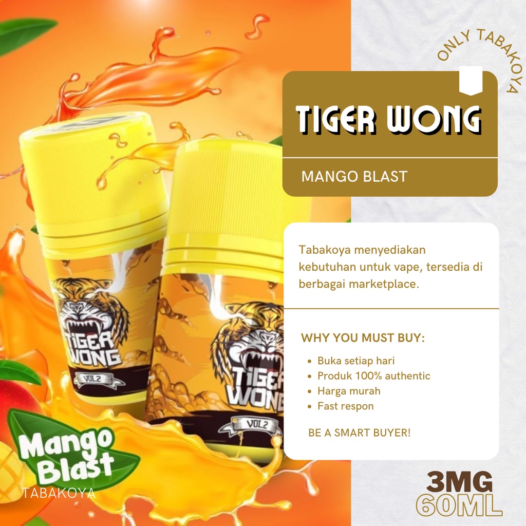 Jual TIGER WONG V2 LIQUID 3MG 60ML MANGO BLAST BY BAIM WONG | Shopee ...