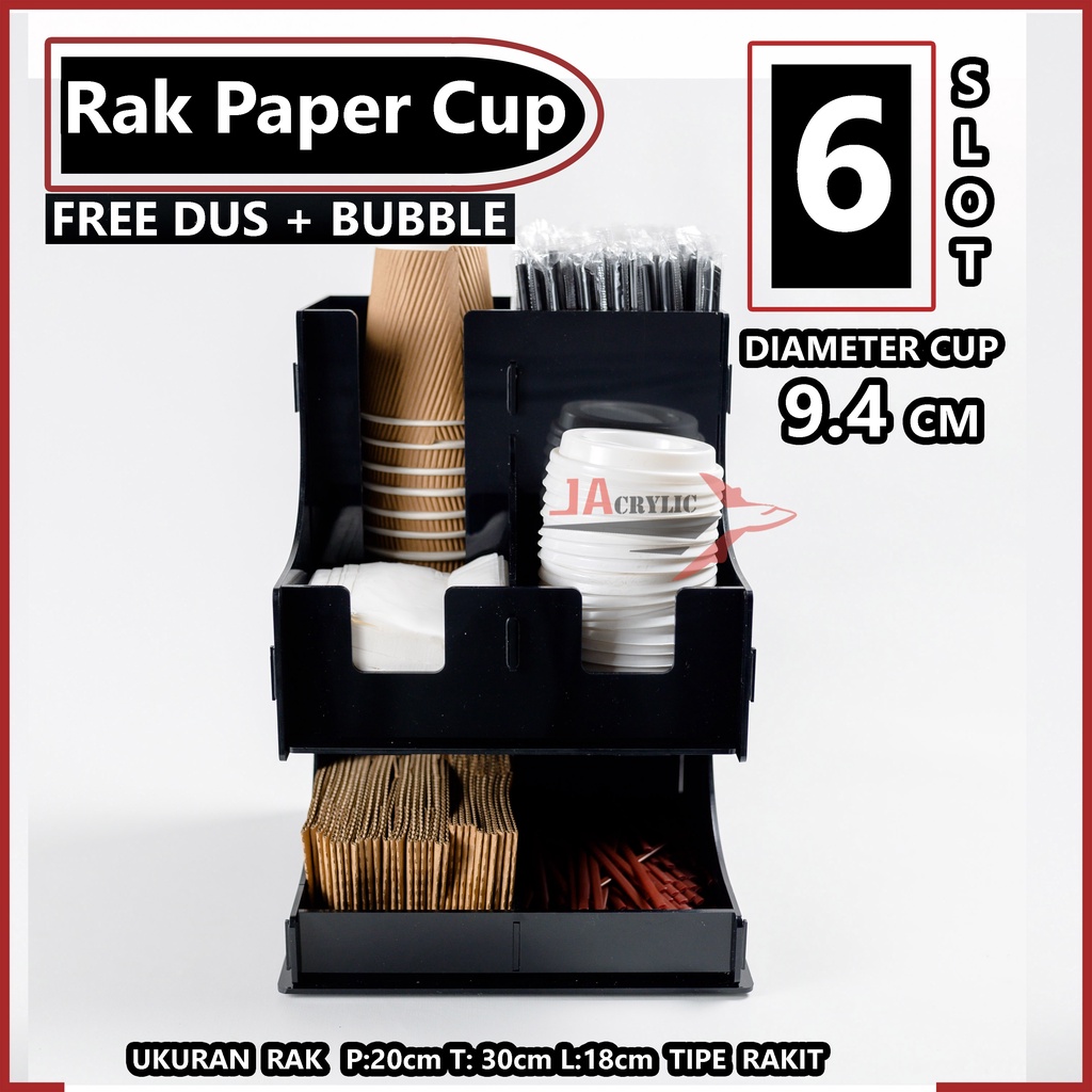 Jual Rak Paper Cup Akrilik / Organizer Paper Cup Coffee Cup 6 Slot ...