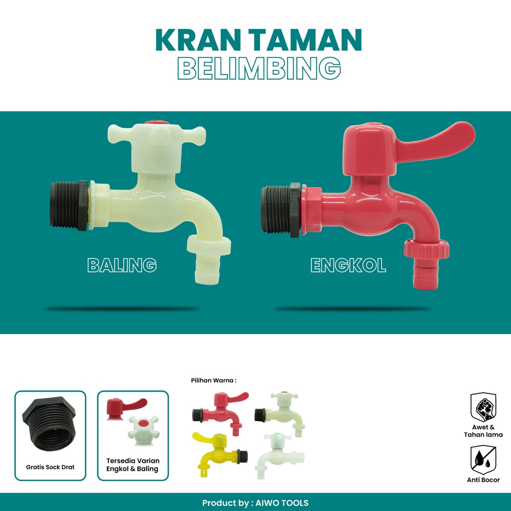 Jual KRAN AIR TAMAN PLASTIK BELIMBING AIWO 1/2'' - 3/4'' - TRANSPARAN ...