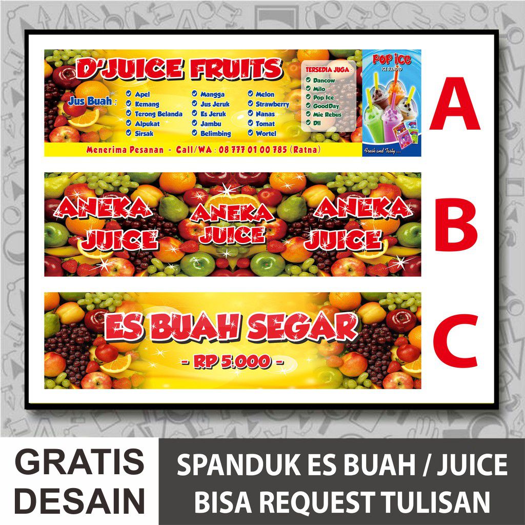 Jual Spanduk Es Jus Buah Custom Tulisan | Shopee Indonesia