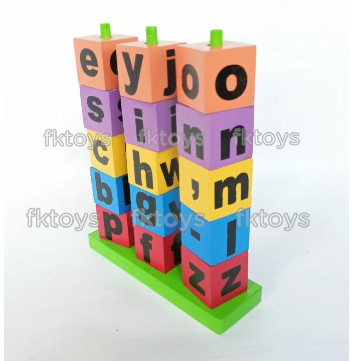 Jual Menara balok huruf_mainan edukatif_mainan kayu edukasi [IDI ...