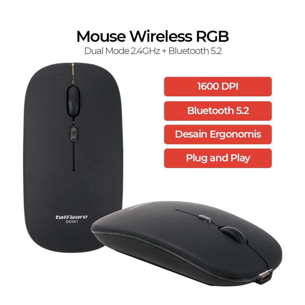 Jual Mouse Dual Bluetooth 5.2 & Wireless 2.4G USB Dongle Rechargeable ...