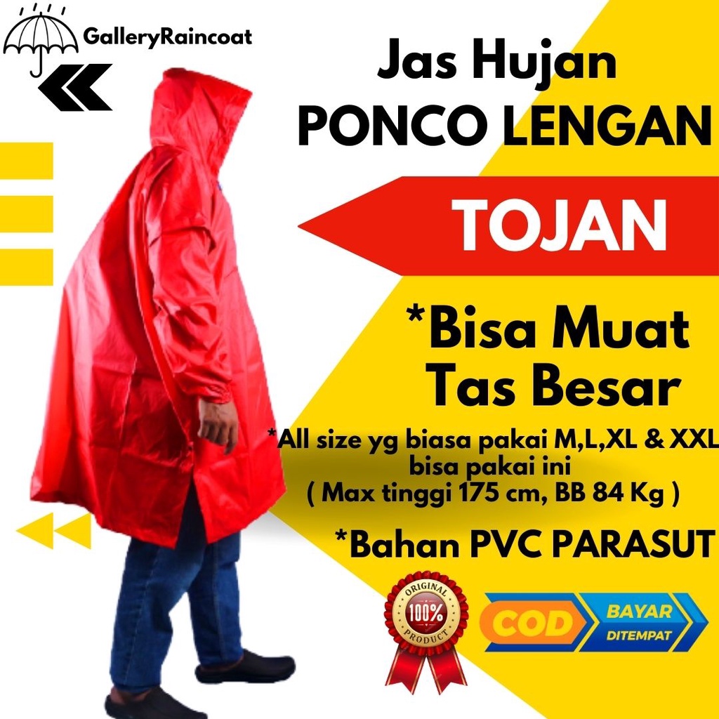 Jual Jas Hujan PONCO LENGAN Tebal Tojan Bahan PVC Parasut | Shopee Indonesia