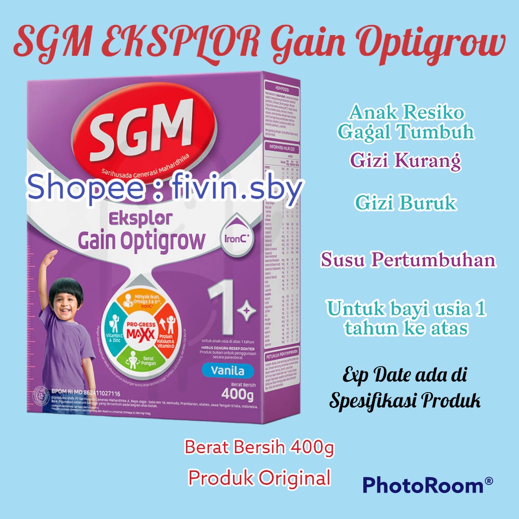 Jual SGM EKSPLOR Gain Optigrow 1+ 400g | Shopee Indonesia