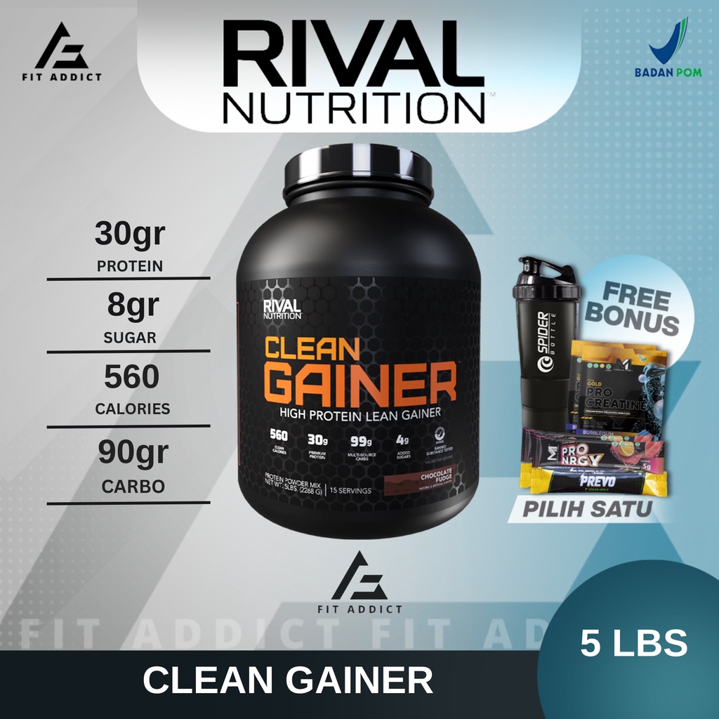 Jual Rival Nutrition Clean Gainer 5 Lbs 5lbs 5 Lb 5lb Mass Weight