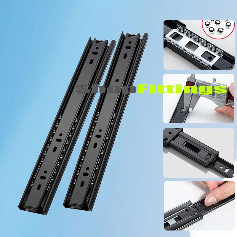 Jual Rel Laci Double Track Hitam Double Track Drawer Rails Full ...