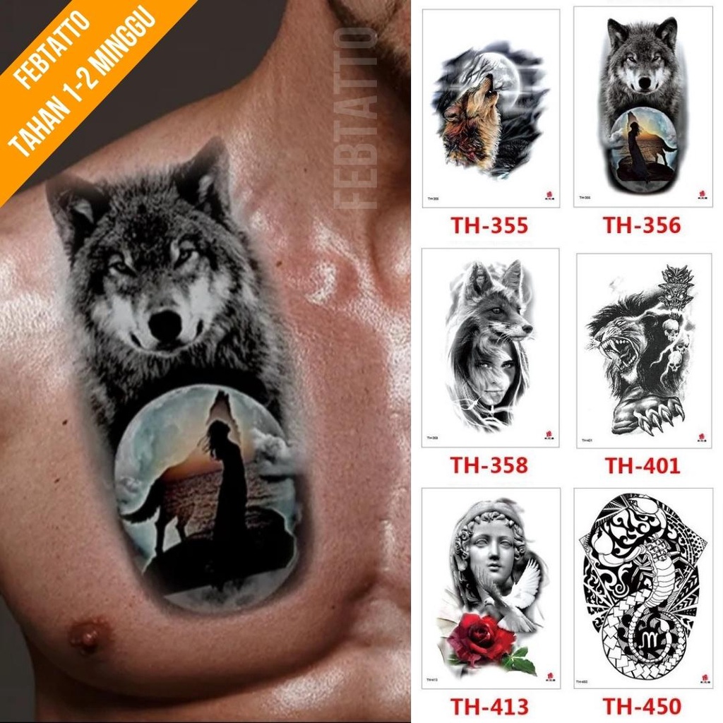 Jual Tato Temporer Ukuran 21cm x 15cm Motif Laut Srigala TH 356 Tato ...