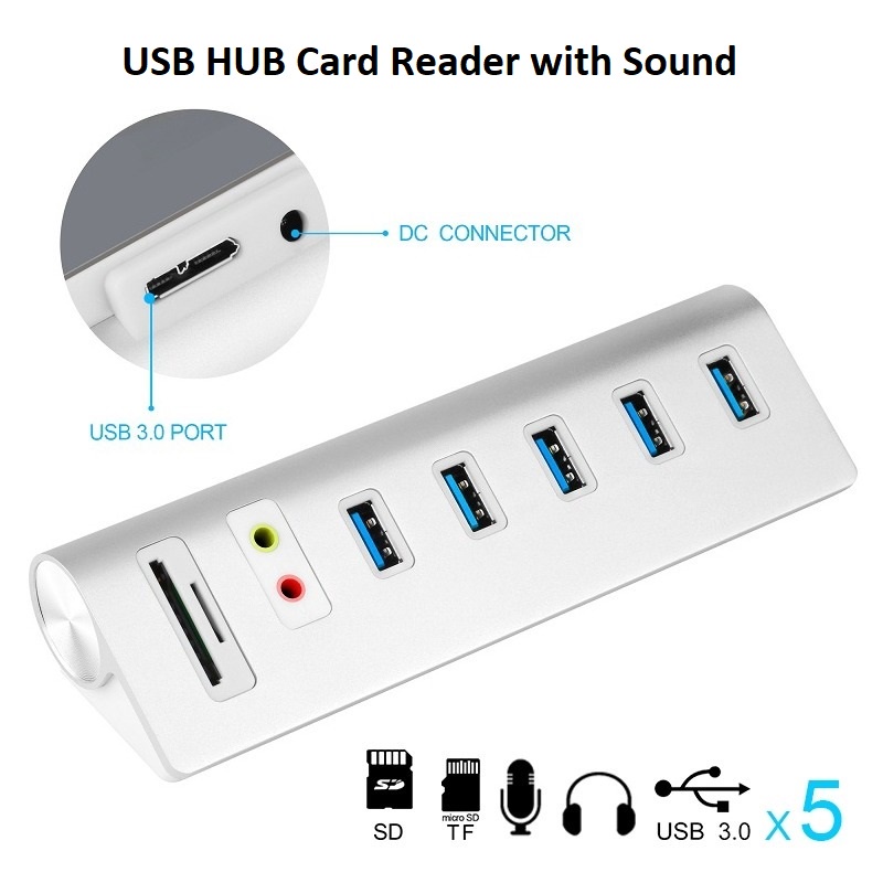 Jual USB HUB Card Reader Audio AUX USB 3.0 Sound Adapter | Shopee Indonesia