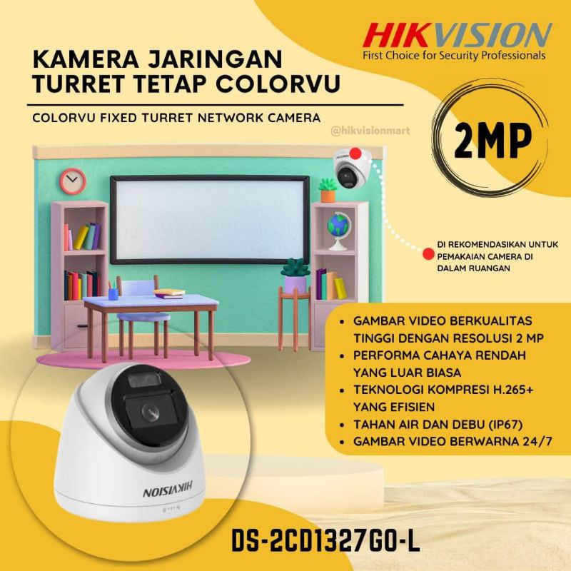 Jual IP CAMERA HIKVISION 2MP COLORVU DS-2CD1327GO-L | Shopee Indonesia