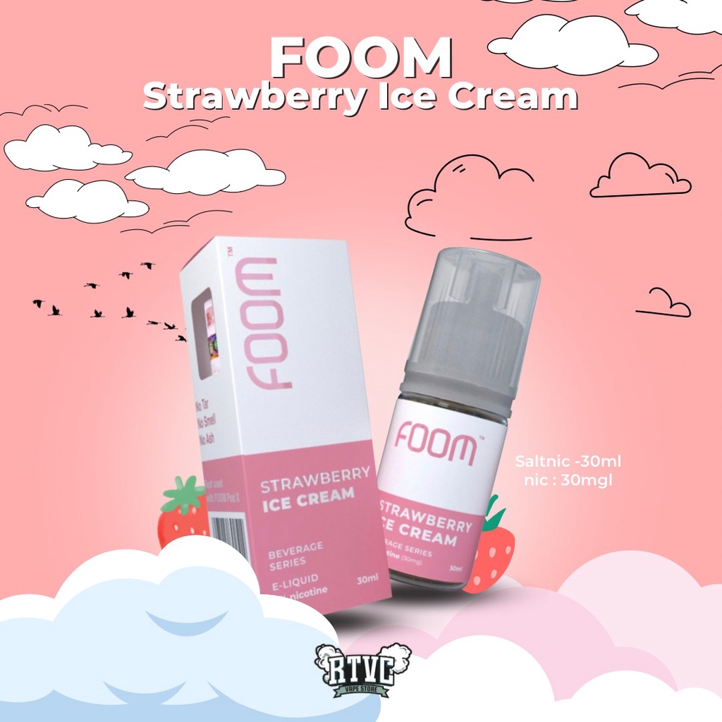 Jual FOOM Strawberry Ice Cream 30ml 30mg Liquid Saltnic | Shopee Indonesia