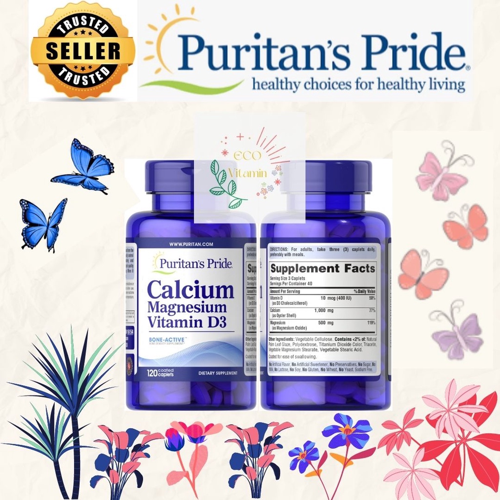 Jual Puritan Pride Calcium Magnesium Vitamin D3 isi 120 Tablet | Shopee ...