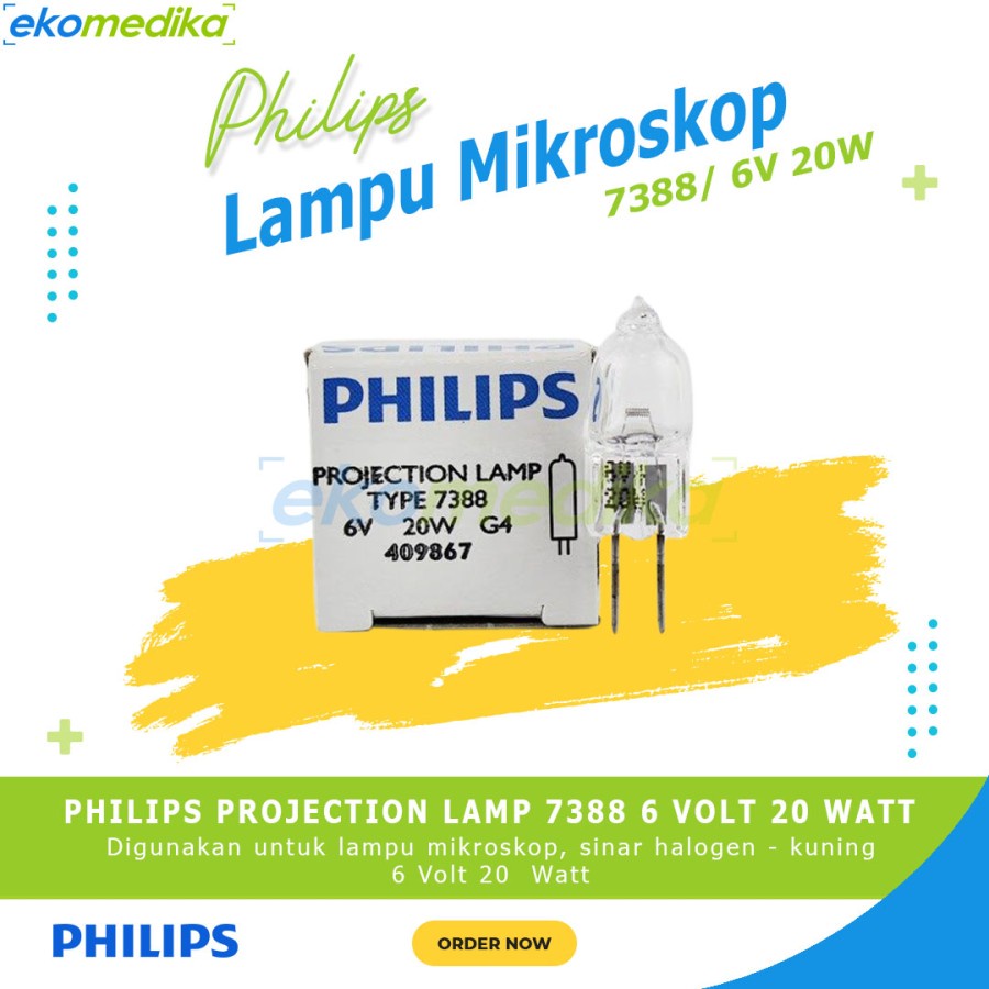 Jual Lampu Halogen Kacang Philips 6V 20W Lampu Mikroskop Proyektor ...