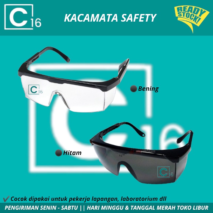 Jual Kacamata Las / Kaca Mata Safety Gurinda / Laboratorium / Bening ...